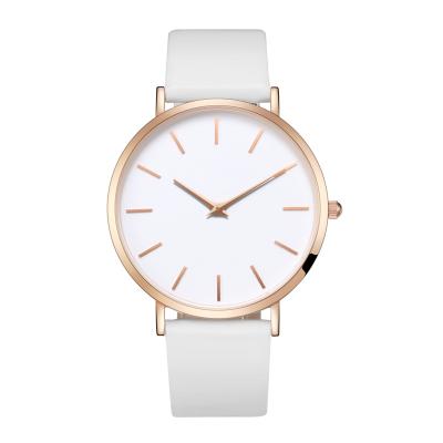 China Ultra Thin 3atm Womens Metal Watches White Genuine Leather Strap for sale