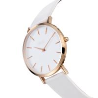 China Ultra Thin 3atm Womens Metal Watches White Genuine Leather Strap for sale
