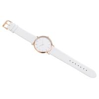 China Ultra Thin 3atm Womens Metal Watches White Genuine Leather Strap for sale