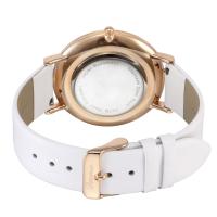 China Ultra Thin 3atm Womens Metal Watches White Genuine Leather Strap for sale