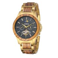 China Wood Stainless Steel 18k Gold Automatic Mens Wrist Watches Waterproof for sale