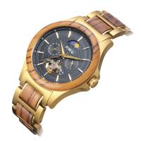 China Wood Stainless Steel 18k Gold Automatic Mens Wrist Watches Waterproof for sale