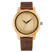 China Wooden PC21S Quartz Movement Watch Genuine Leather Strap Design for sale