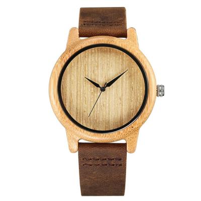 China Wooden PC21S Quartz Movement Watch Genuine Leather Strap Design for sale