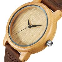 China Wooden PC21S Quartz Movement Watch Genuine Leather Strap Design for sale