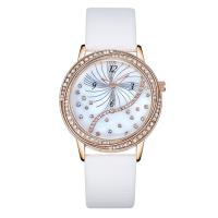 China 10mm White Leather Strap Quartz Watch White Genuinle Leather Band for sale