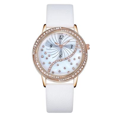 China 10mm White Leather Strap Quartz Watch White Genuinle Leather Band for sale