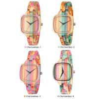 China Square Case Wooden Japan Movement Quartz Watch With Hard Mineral Glass for sale