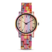 China Waterproof Colorful Wooden Wrist Watch With PC21S Movement Handmade Draft for sale