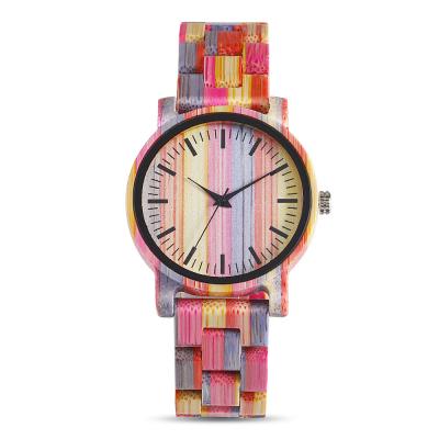 China Waterproof Colorful Wooden Wrist Watch With PC21S Movement Handmade Draft for sale