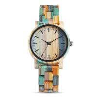 China Waterproof Colorful Wooden Wrist Watch With PC21S Movement Handmade Draft for sale
