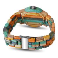 China Waterproof Colorful Wooden Wrist Watch With PC21S Movement Handmade Draft for sale