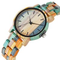 China Waterproof Colorful Wooden Wrist Watch With PC21S Movement Handmade Draft for sale