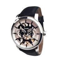 China Classic Mens Genuine Leather Round Watch Waterproof Automatic Watch for sale