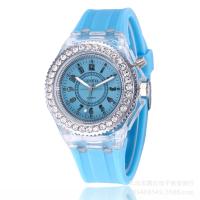 China Quartz Men Silicone Sport Watch 8.2mm Thickness Transparent Plastic Case 3ATM for sale