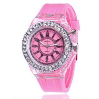 China Quartz Men Silicone Sport Watch 8.2mm Thickness Transparent Plastic Case 3ATM for sale