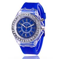 China Quartz Men Silicone Sport Watch 8.2mm Thickness Transparent Plastic Case 3ATM for sale