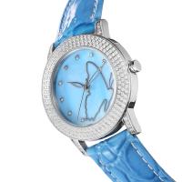 China Bule MOP Dial Womens Fashion Watch Stones Zinc Alloy Case With Leather Strap for sale