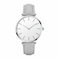 China Ultra Thin Case Womens Fashion Watch PVD Plated With Genuine Leather Strap for sale