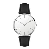 China Ultra Thin Case Womens Fashion Watch PVD Plated With Genuine Leather Strap for sale