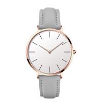 China Ultra Thin Case Womens Fashion Watch PVD Plated With Genuine Leather Strap for sale
