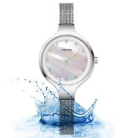 China Small Size Custom Design Watches Mesh Band Ladies Stone Dial Watch for sale