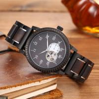 China Luxury Automatic Mens Wrist Watches 3ATM Water Resistant Gold Hollow Skeleton Mechanical for sale