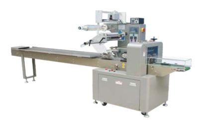 China 3kw 90bags/Min Horizontal Flow Wrap Packing Machine Bread Food Packing Single Jaw for sale