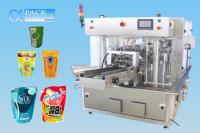 China Pasty Product Feeding Conveyor Premade Pouch Filling Machine Rotary Sealing 45ppm for sale