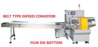 China Conveying 220V Horizontal Flow Wrap Packing Machine Film On Bottom 450mm Film Width for sale