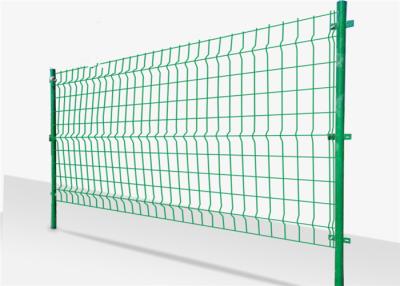 China 50*200mm Pvc Coated Wire Mesh Fence 3d Curved Welded With Peach Post for sale