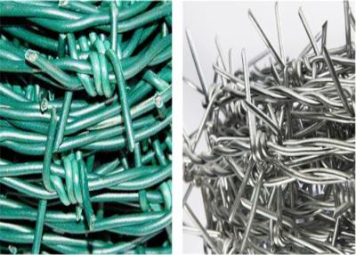 China Green Pvc Coated Decorative Barbed Wire With 4 Points 2 Strand Braid for sale