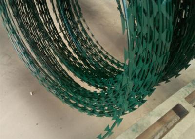 China Green Pvc Coated Galvanized Coils Of Barbed Wire For Security Fence for sale