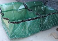 China SGS ISO 80x100mm Hexagonal Gabion Basket Cage With Green Geotexile Bag for sale