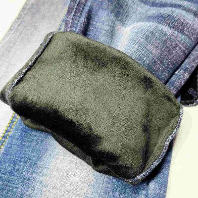 China 150CM Cotton Polyester Spandex Brushed Denim Fabric Raw Material Black Blue Heavy Weight for sale