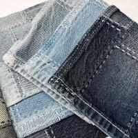 China Cotton Blend Stitching Lattice Jacquard Denim Fabric Jean Material Fabric For Garments for sale