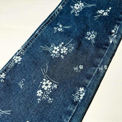 China Custom Cotton Polyester Slub Printed Denim Fabric For Skirt Jeans for sale