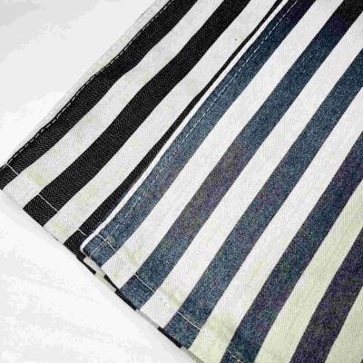 China Indigo Blue Striped Jacquard Printed Denim Fabric Cargo Jeans 180cm for sale