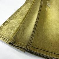 China Beige 11 OZ Color Dyeable Stretch Denim Fabric 180cm Width Shrink Resistant for sale