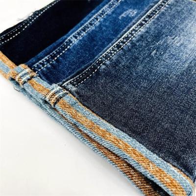 China 13.5Oz Indigo Dyed Denim Cotton Polyester Blended Stripe Jeans Inner TianSL for sale