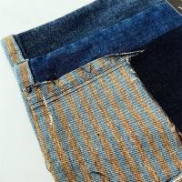 China 13.5Oz Indigo Dyed Denim Cotton Polyester Blended Stripe Jeans Inner TianSL for sale