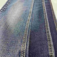 China Stretch Cotton Denim Fabric Heavy Weft Warp Crosshatch Slub Deep Blue Medium Weight for sale