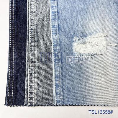 China Cotton Polyester Viscose Stretch Lightweight Denim Fabric By The Yard 11.1 Oz for sale