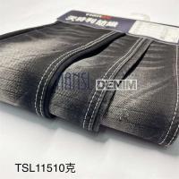 China Black Heavy Fake Knitted Jeans Slub Denim Fabric By The Yard 12 Oz for sale