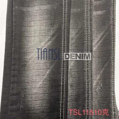 China Black Heavy Fake Knitted Jeans Slub Denim Fabric By The Yard 12 Oz for sale