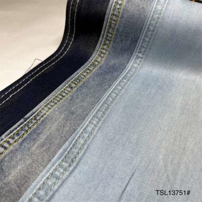 China Indigo Soft 100% Tencel Cotton Denim Fabric 16S Combed Yarn 160cm 254 gsm for sale