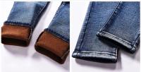 China 59inch Fleece Lined Denim Raw Material Stretchable Jeans Fabric With Super Soft Hand Feel for sale