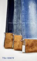 China 59inch Fleece Lined Denim Raw Material Stretchable Jeans Fabric With Super Soft Hand Feel for sale