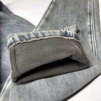China Soft Woven Stretch Denim Fabric With Fleece Bonded Smoky Indigo for sale