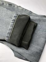 China Soft Woven Stretch Denim Fabric With Fleece Bonded Smoky Indigo for sale